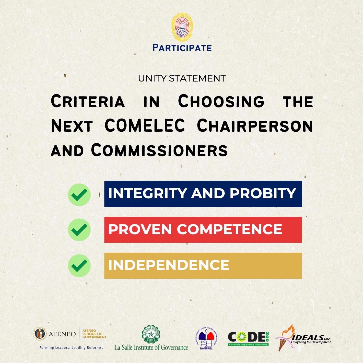 Integrity, Probity, Proven Competence, and Independence - CODE-NGO